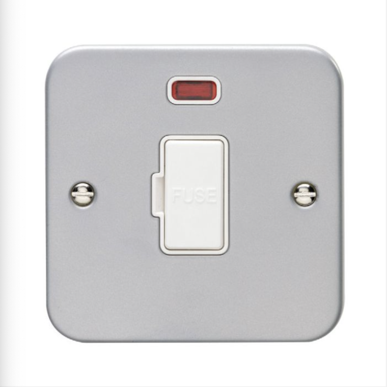 13Amp Unswitched Fuse Connection Unit With Neon Metal Clad | MCUSWFNW