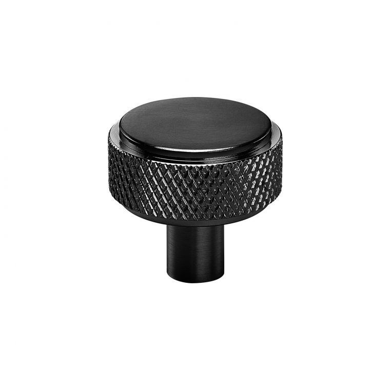 Matte Black 30mm dia. Knurled Cupboard Knob | X88021BL | Ironmongery ...