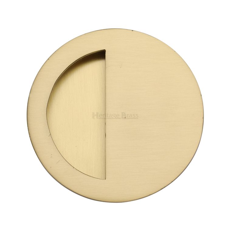 Satin Brass Heritage Brass Round Half Moon Flush Pull